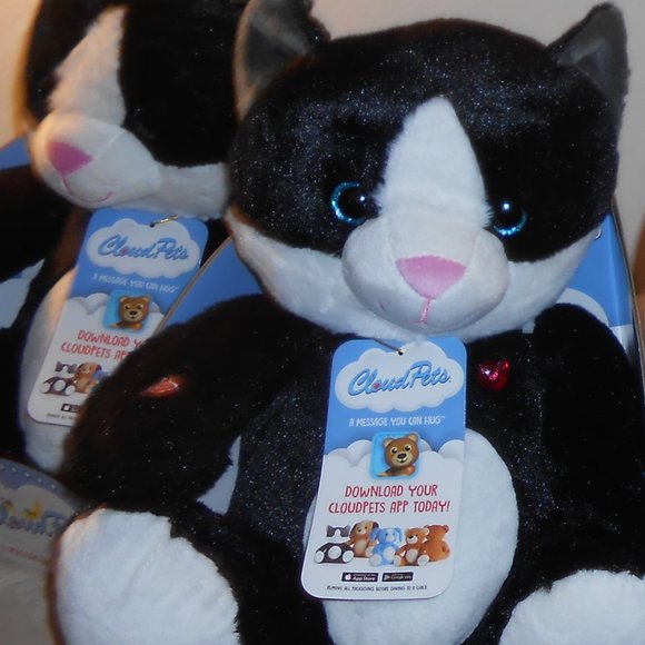 CLOUD PETS | Toys | Cloud Pet Black White Cat Asseenontv Interactive Play Record | Poshmark